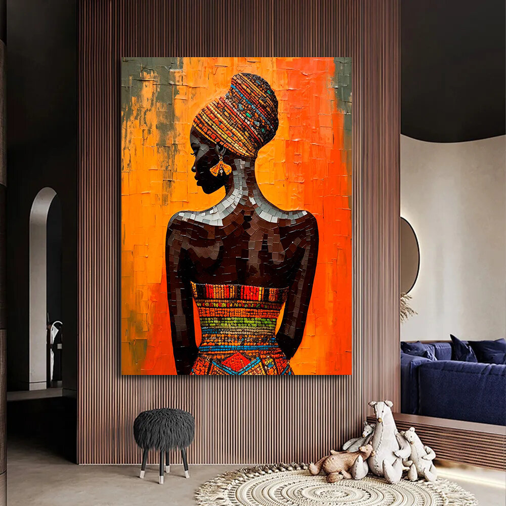 Картина "Африканский Шарм", негритянская женщина, 30x40 см, на холсте