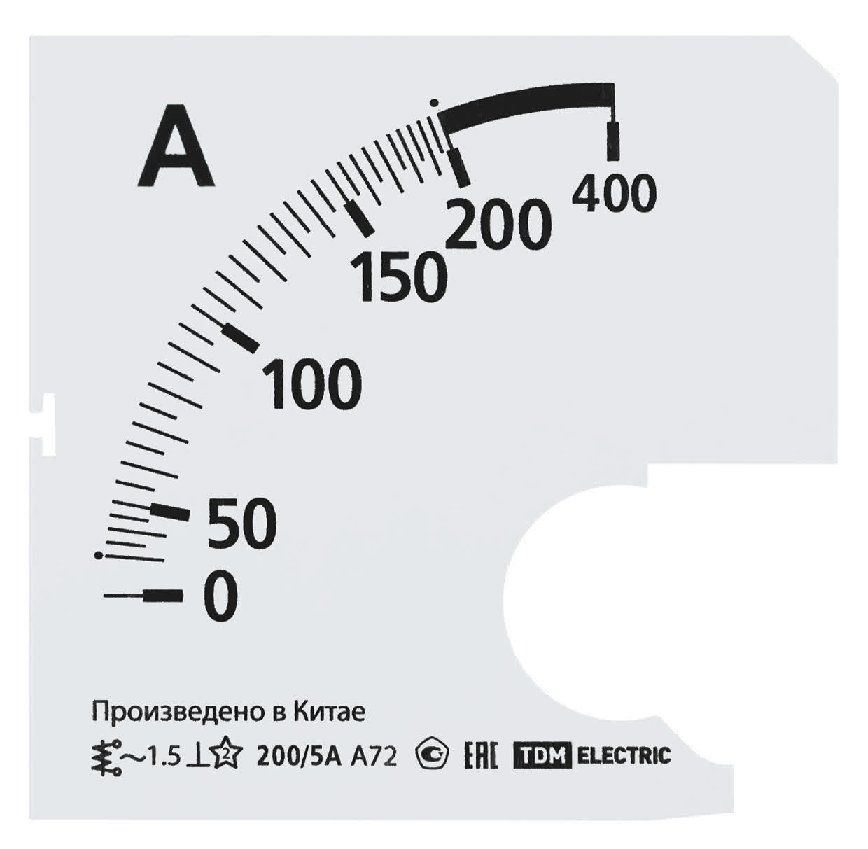 Шкала сменная для амперметра TDM Electric / ТДМ Электрик для А72 Х/5А, 200/5А-1.5, 72×72мм, белая / аксессуары для измерительных приборов