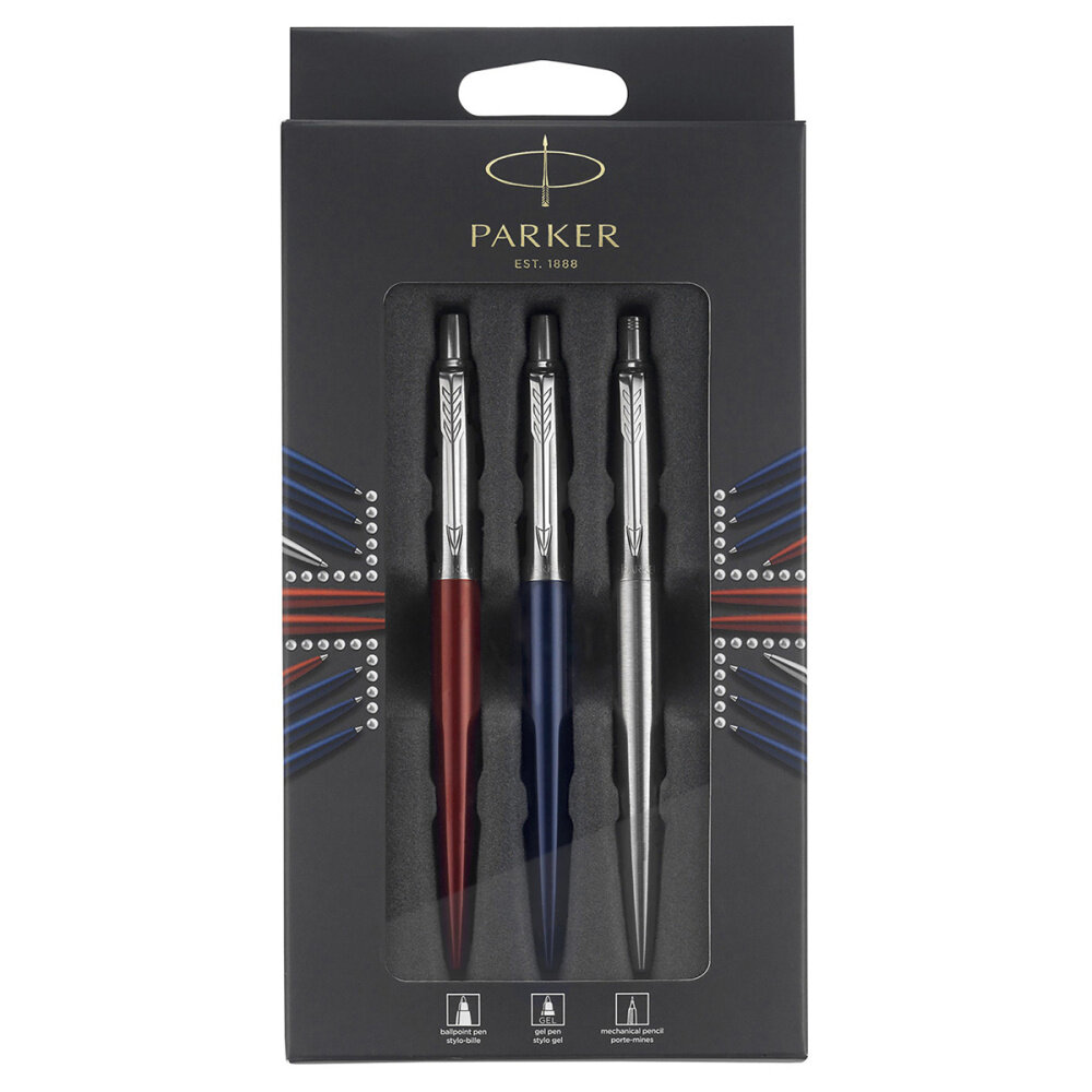 Набор Parker "Jotter London Trio": шариковая ручка + гелевая ручка + механический карандаш, подарочная упаковка