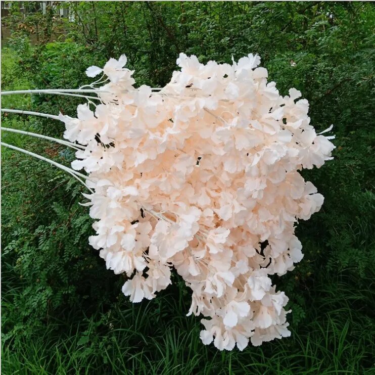 Искусственные вишневые цветы из шелка, для декора Белый, Шампанское