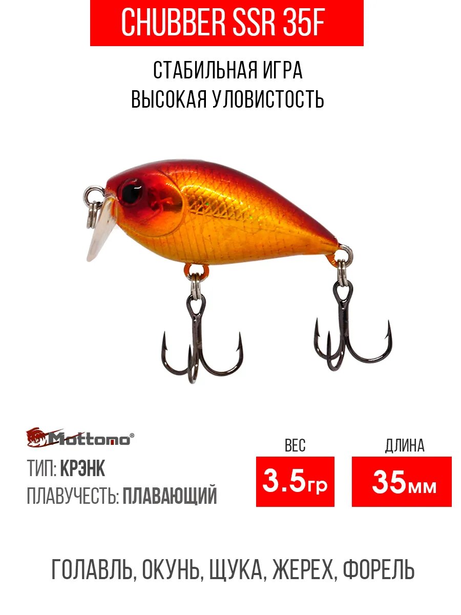 Воблер для рыбалки Chubber SSR 35F 3,5g приманка окуня, щуку, сома