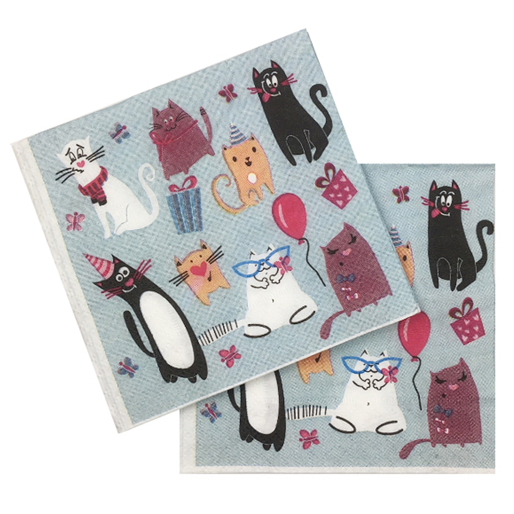 Салфетки Riota "Кошечки/Котики", бумага, сервировочные, 12 шт