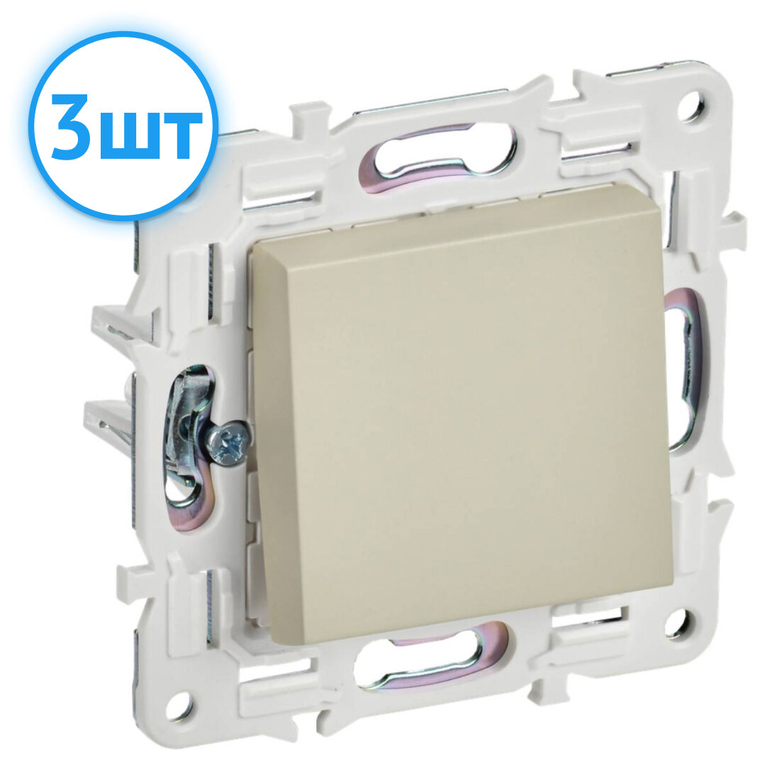 Механизм выключателя IEK SKANDY 1-клавишный 10А бежевый SK-V01B (комплект из 3 шт.)