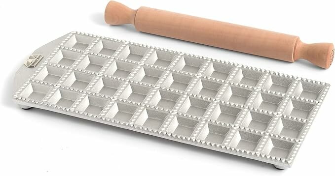 Пресс для равиоли - Marcato - на 36 равиоли, квадрат, размер 35 мм, + скалка, RA-Q35X36-CLS