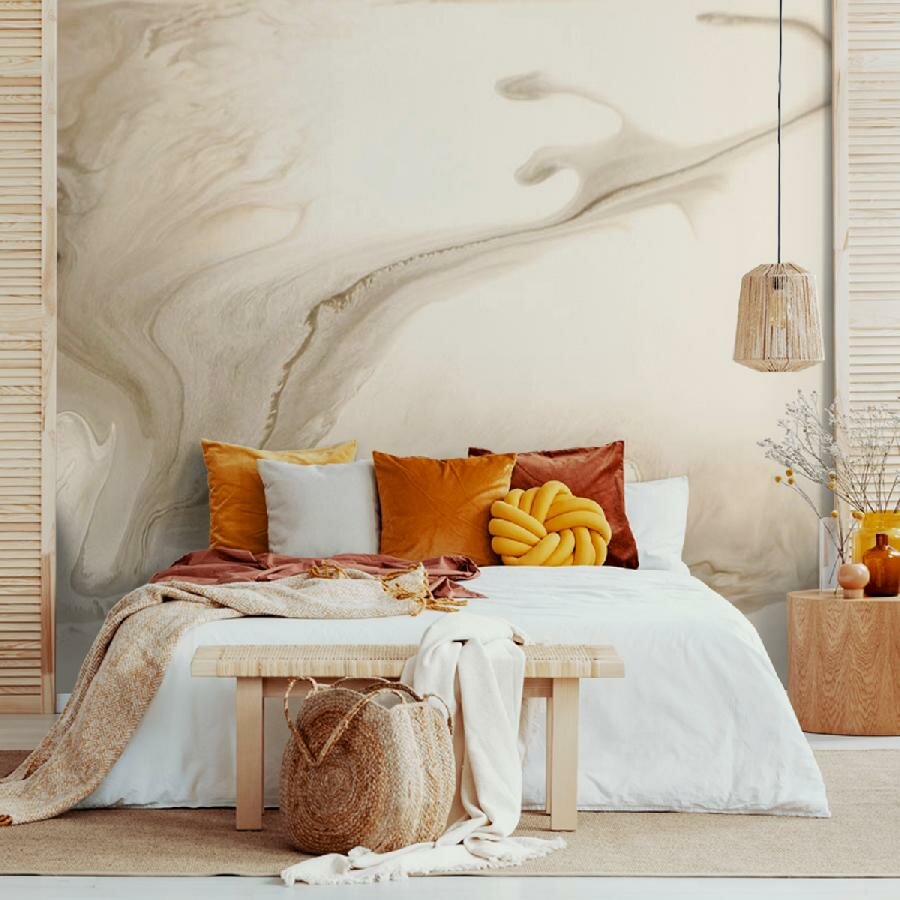 Фотообои Бежевый флюид 9-1298-S-Холст 270 x 200 см (ВхШ) Бесшовные, флизелиновые, влагостойкие обои