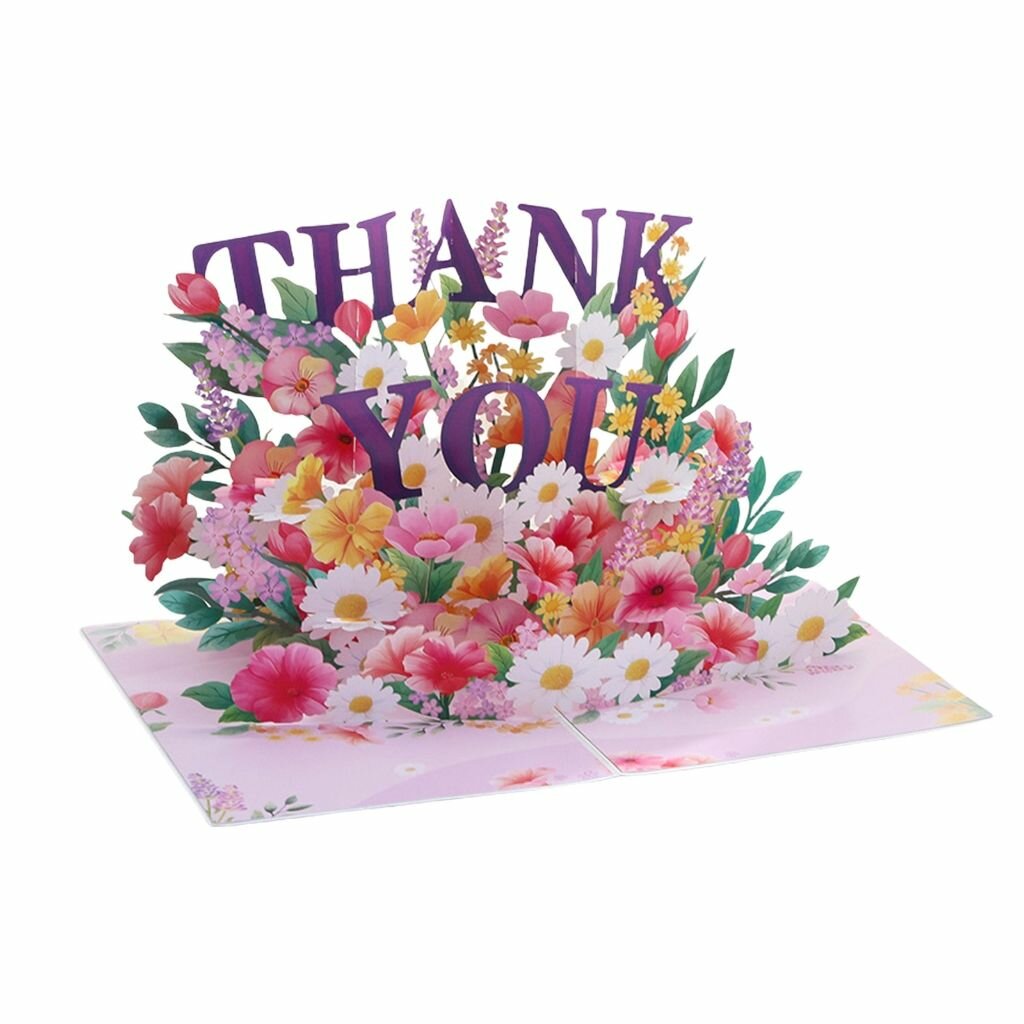 Приглашение, Фиолетовая открытка 'thank you' 3D на день рождения, 1 комплект