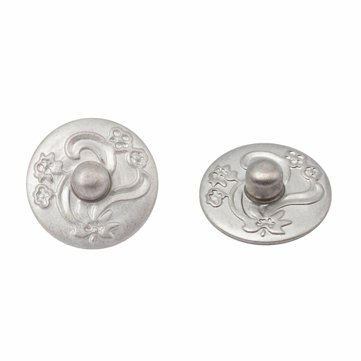 Хольнитен джинсовый BIG D 12,5 мм, "Узор" цветной металл без гвоздя, серебристый, 100 шт (69080)