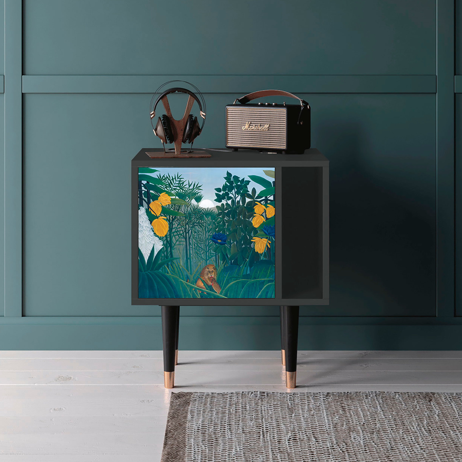 Прикроватная тумба - STORYZ - S2 The Repast of the Lion by Henri Rousseau, Размер - 58 x 69 x 48 см, Цвет - Антрацит