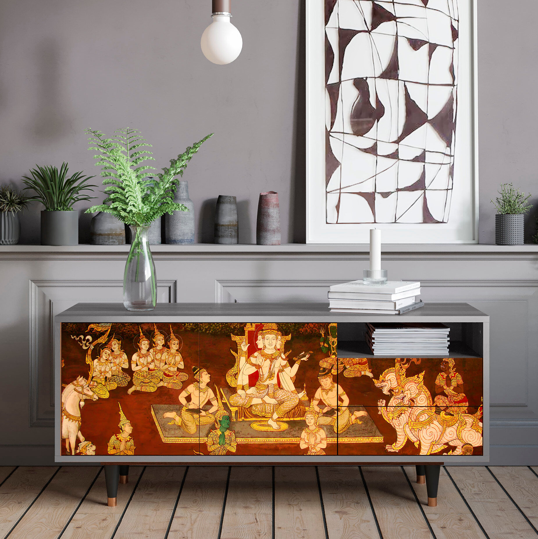 ТВ-Тумба - STORYZ - T7 Malyavan, Размер - 125 x 56 x 41 см, Цвет корпуса - , Серый