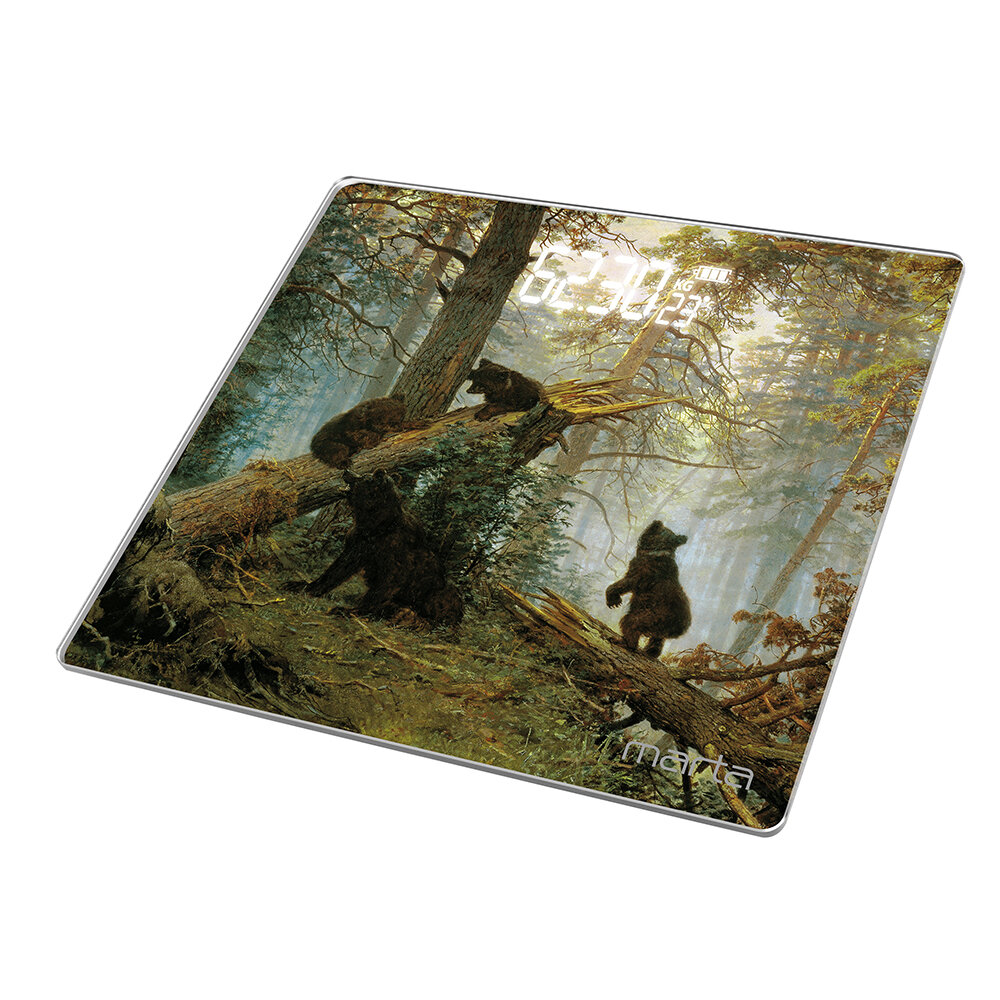 Весы напольные MARTA "Утро в сосновом лесу", стекло, 28х28 см