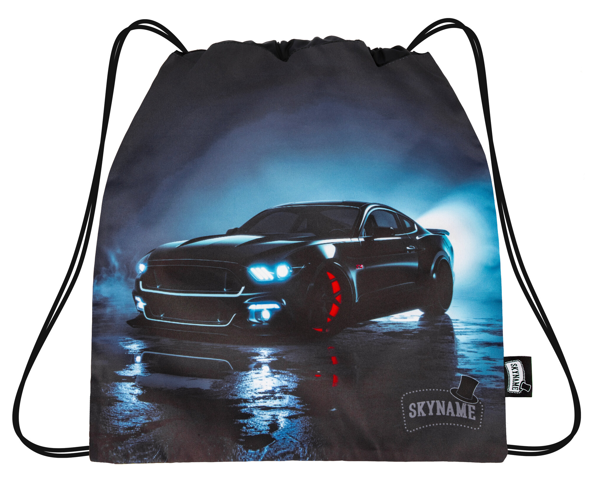 Мешок для обуви для мальчика в школу увеличенного размера 45 х 40 см с лямками из шнурков