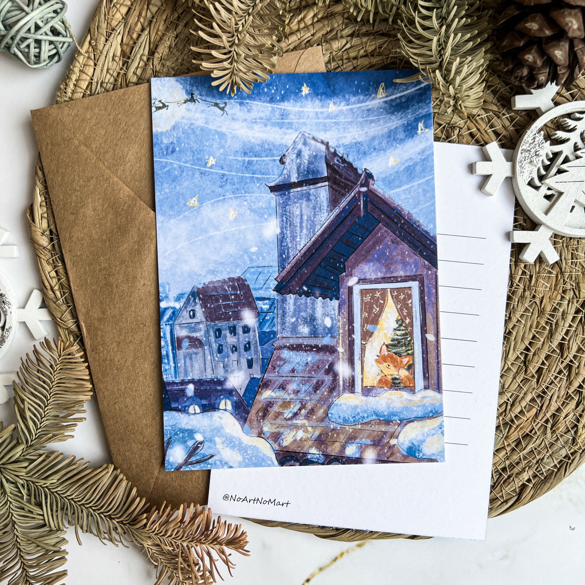 Зимняя/новогодняя открытка "Время волшебства" 14,8 * 10,5 см с конвертом