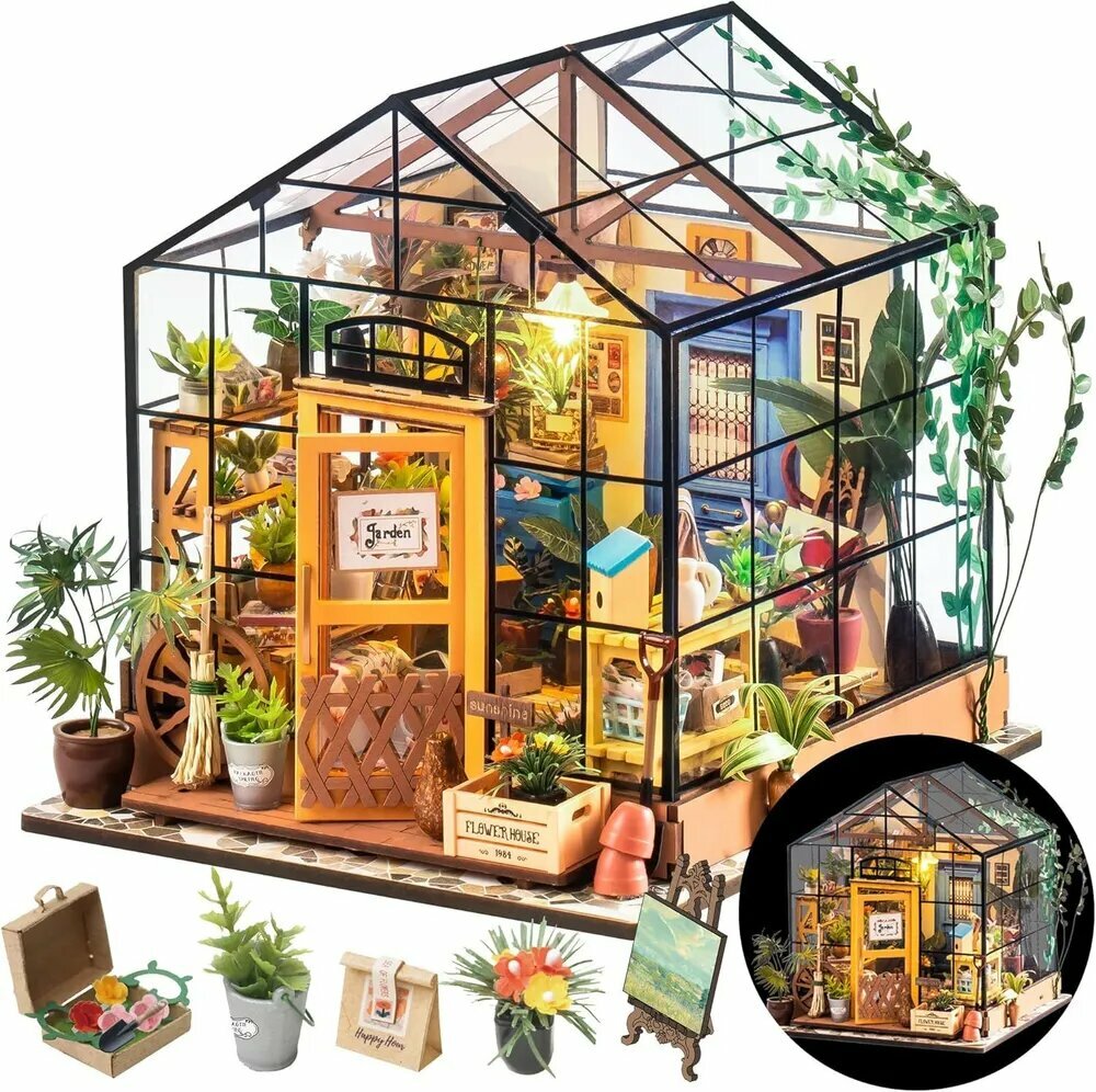 Теплица Rolife DIY mini house kit, мини-домик, построенный взрослыми, набор для изготовления мини-домика с мебелью TC