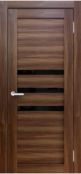 Межкомнатная Дверь Verda Х-6 Орех со Стеклом Лакобель Чёрный 2000х800мм (Полотно 1шт) / Верда.