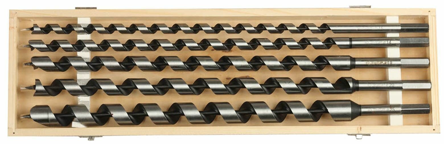 ЗУБР 5 шт, D 12-14-18-20-25 мм, спираль левиса, шестигранный хвостовик, набор сверл по дереву Эксперт