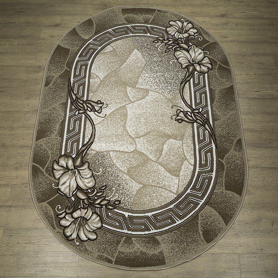 Ковер, Овал, Бежевый, Коричневый, Золотистый, Классический, Средиземноморский, на пол, в гостиную, спальню, в ассортименте (200 см. на 500 см.)