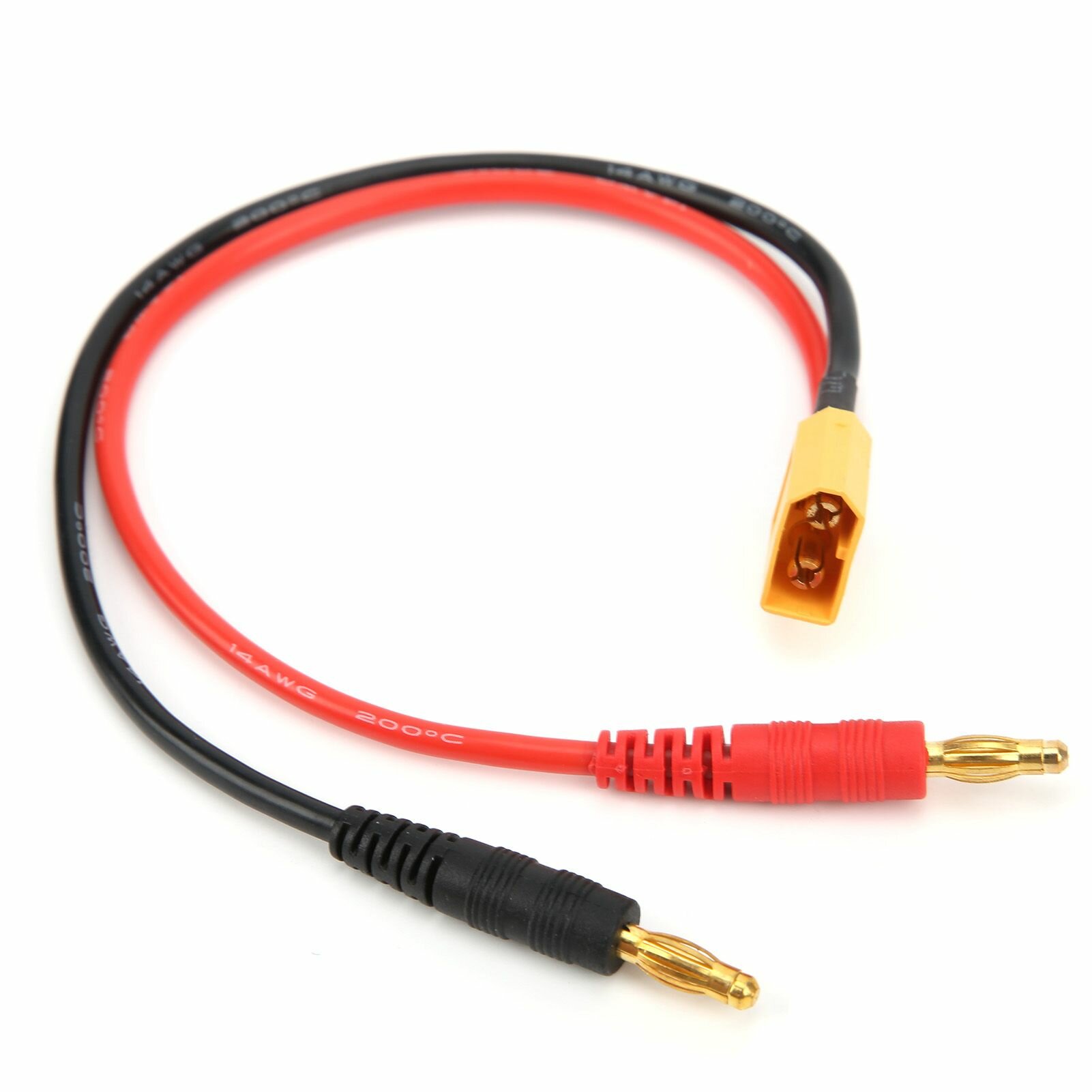 Кабель 22 см от XT60 до бананового разъема 14AWG для зарядного устройства Lipo, совместимый с радиоуправляемыми моделями, прочный провод 14AWG, высококачественные разъемы