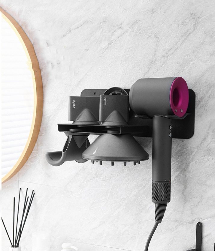 Полка держатель MyPads для фена Dyson HD08 из нержавеющей стали, в черном цвете