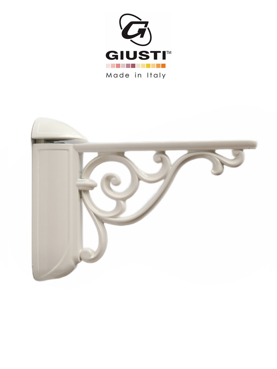Кронштейн / полкодержатель для стеклянных и деревянных полок (4-40 мм) Giusti (Италия) слоновая кость лак (1 шт.)