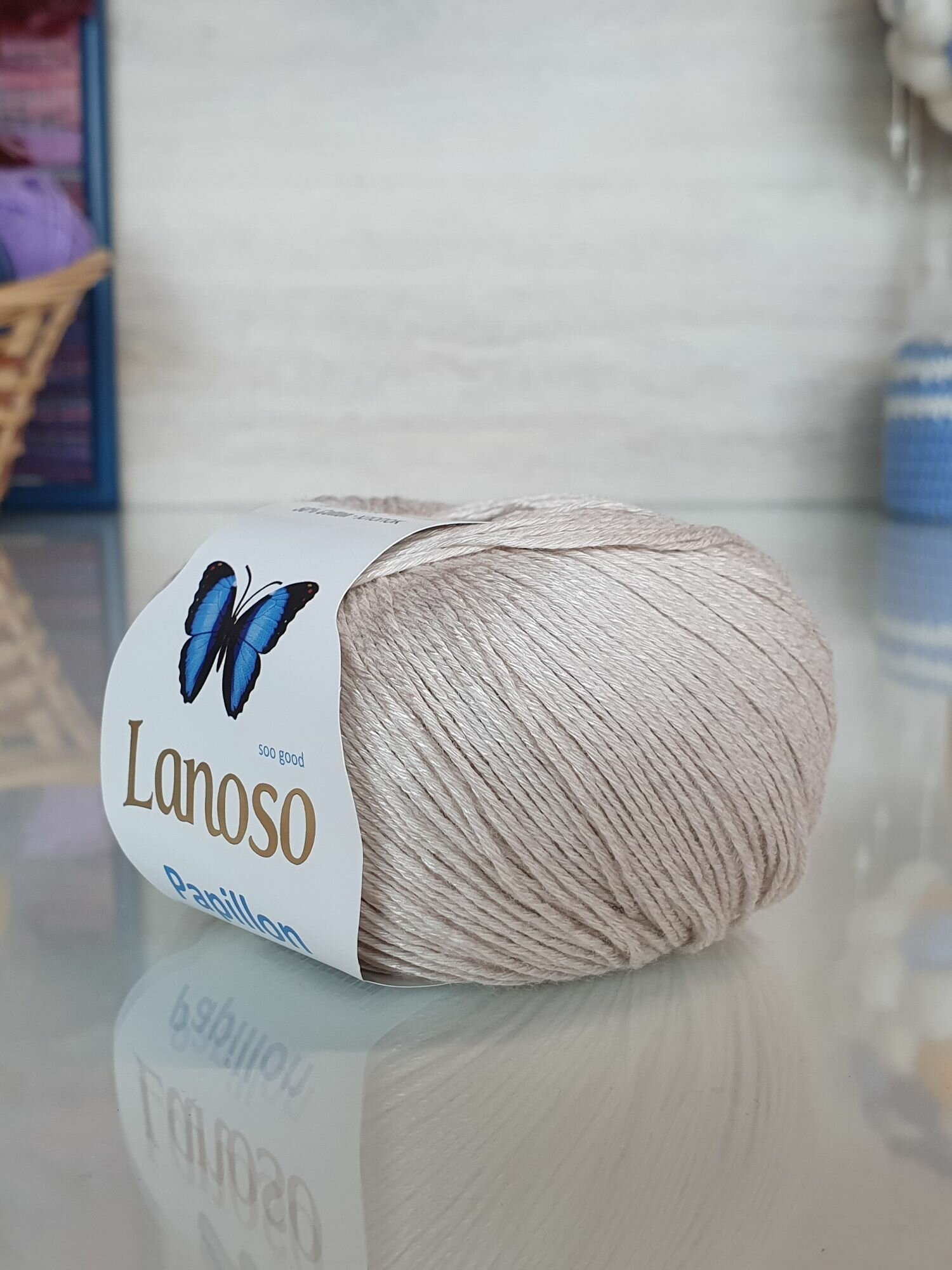 Пряжа Papillon Lanoso, св. бежевый - 999, 50% хлопок, 50% вискоза, 6 мотков, 50 г, 210 м.