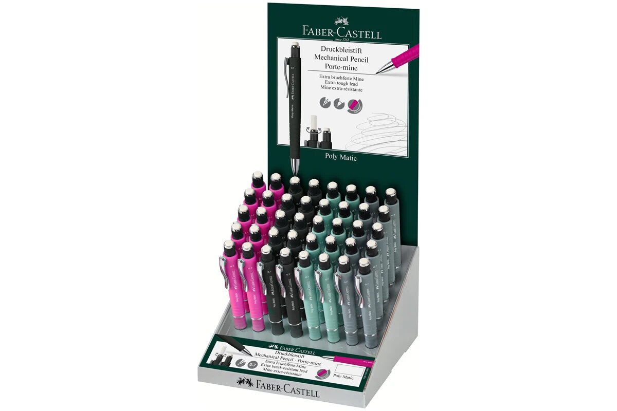 Faber-Castell Карандаш механический poly matic 0,7мм, с ластиком, ассорти, дисплей 133341