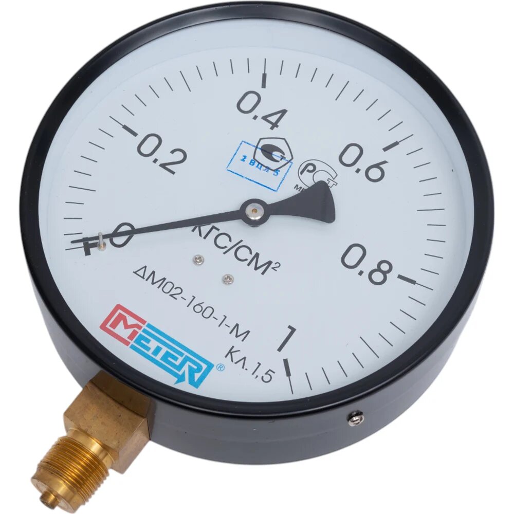 Манометр метер ДМ 02-160-1-М с радиальным соединением, класс точности высокий, защита IP43, рабочая температура