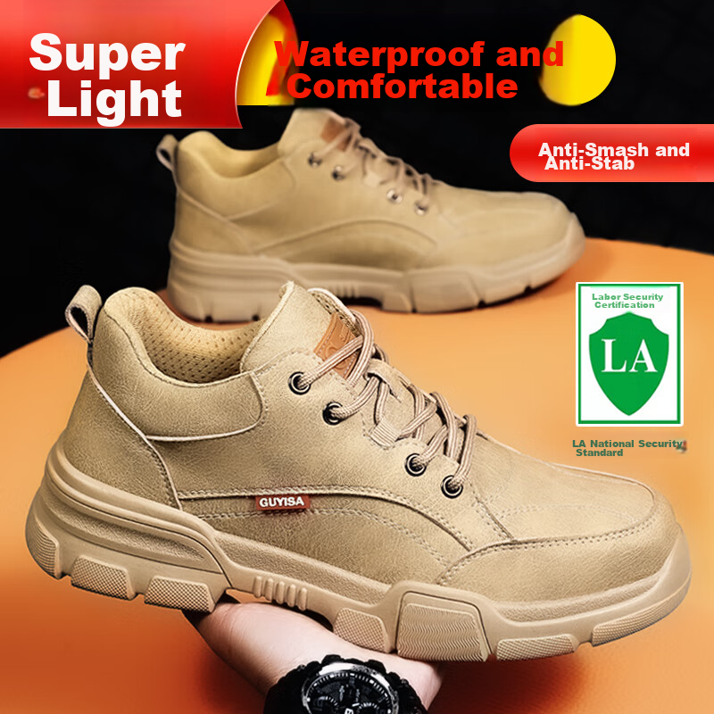 JUNBU Safety Shoes for Men, Winter Steel Toe Cap, Anti-Smashing, Anti-Puncture, Waterproof, Lightweight, Soft-Soled, Safety Work Functional Shoes 1115 Size 44