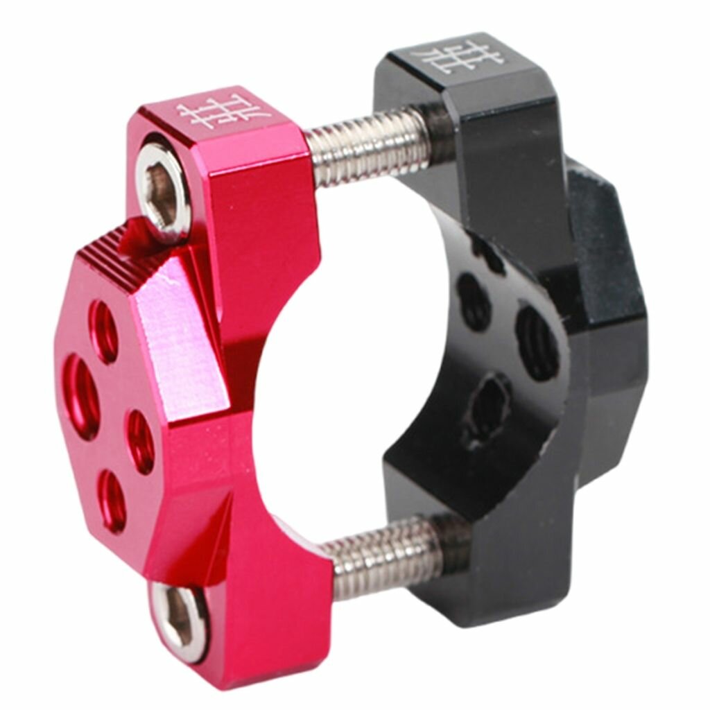 Зажим для крепления ручки мотоцикла к бамперу-черный и красный-внутренний диаметр 32 мм