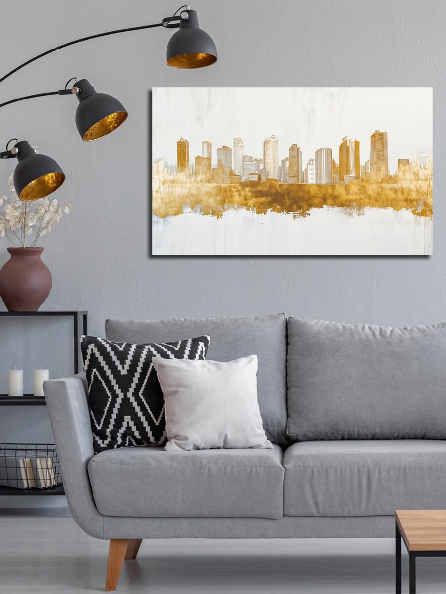 Картина на холсте LOFTime 60х100 Город абстракция зол 9 КБ-1473-60100