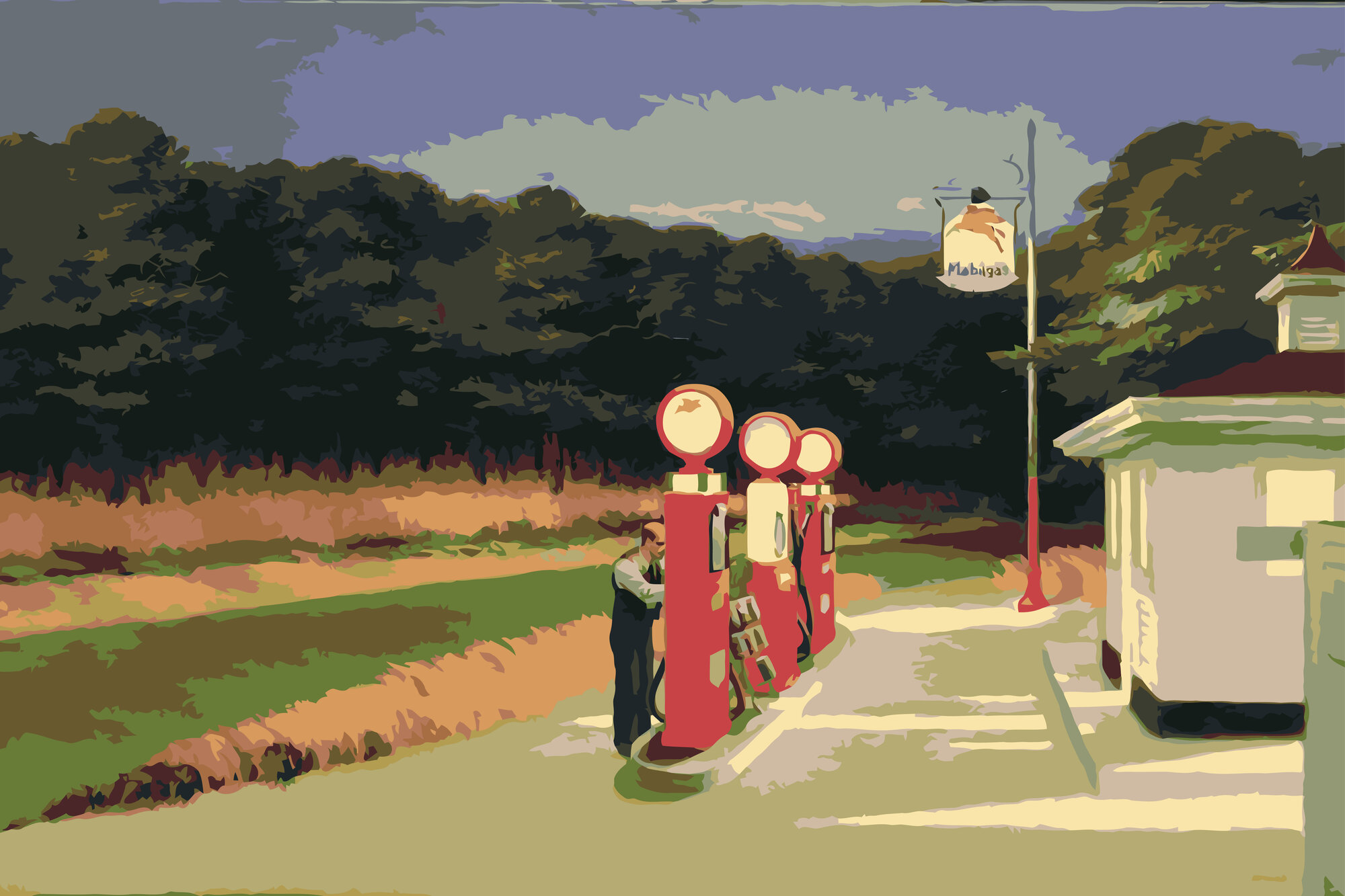 Картина по номерам Y-35 "Репродукция Эдварда Хоппера-Заправочная станция " 40х60