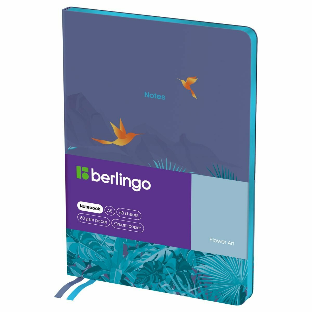 Записная книжка А5 Berlingo "Flower Art", 80 листов, кожзам, с рисунком (NB3_01S20)