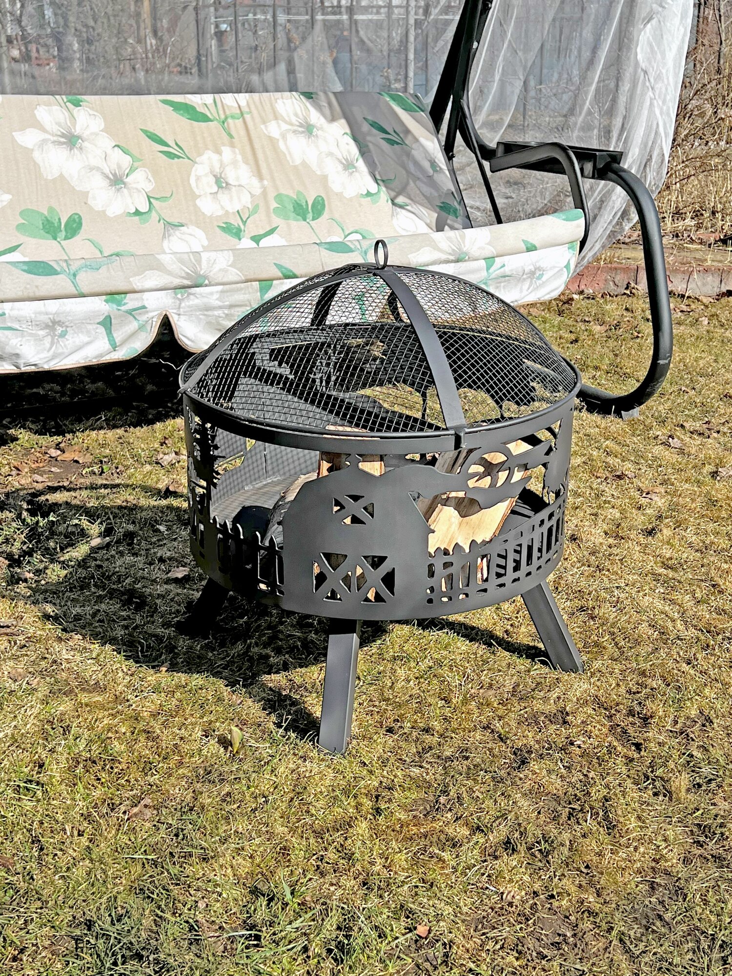 Костровая чаша Ферма+Купол+Сетка Искрогаситель 60 см 0,3 см