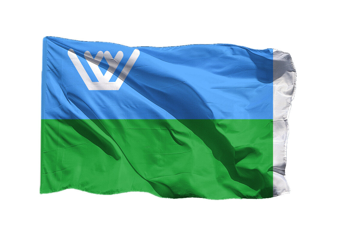 Флаг хмао - Ханты-Мансийского автономного округа - Югра на флажной сетке, 70х105 см - для флагштока