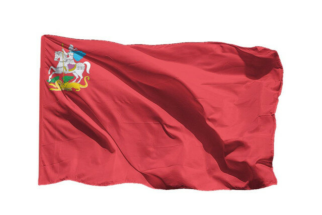 Флаг Московской области, на шёлке, 70х105 см для ручного древка