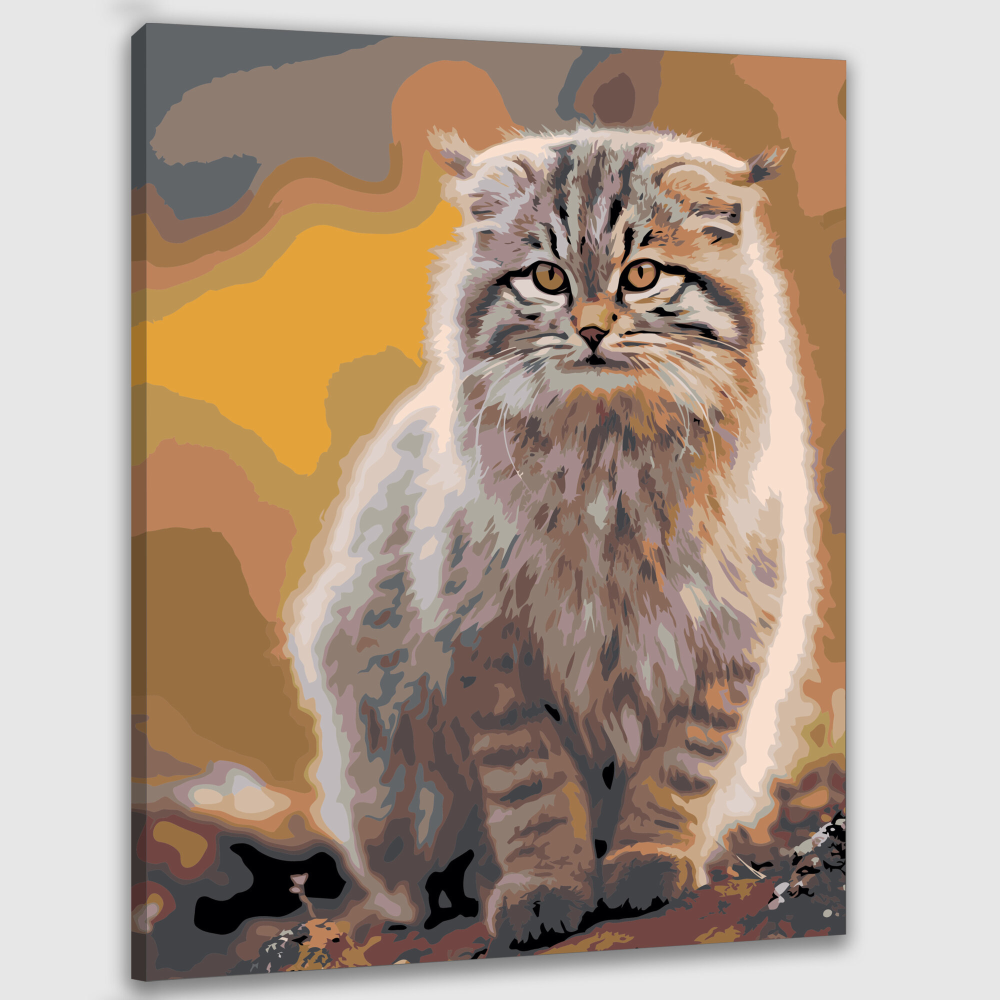 Картина по номерам 40x50 см, манул, фотография, естественная среда обитан, мех, суровый ландшафт, маскировка