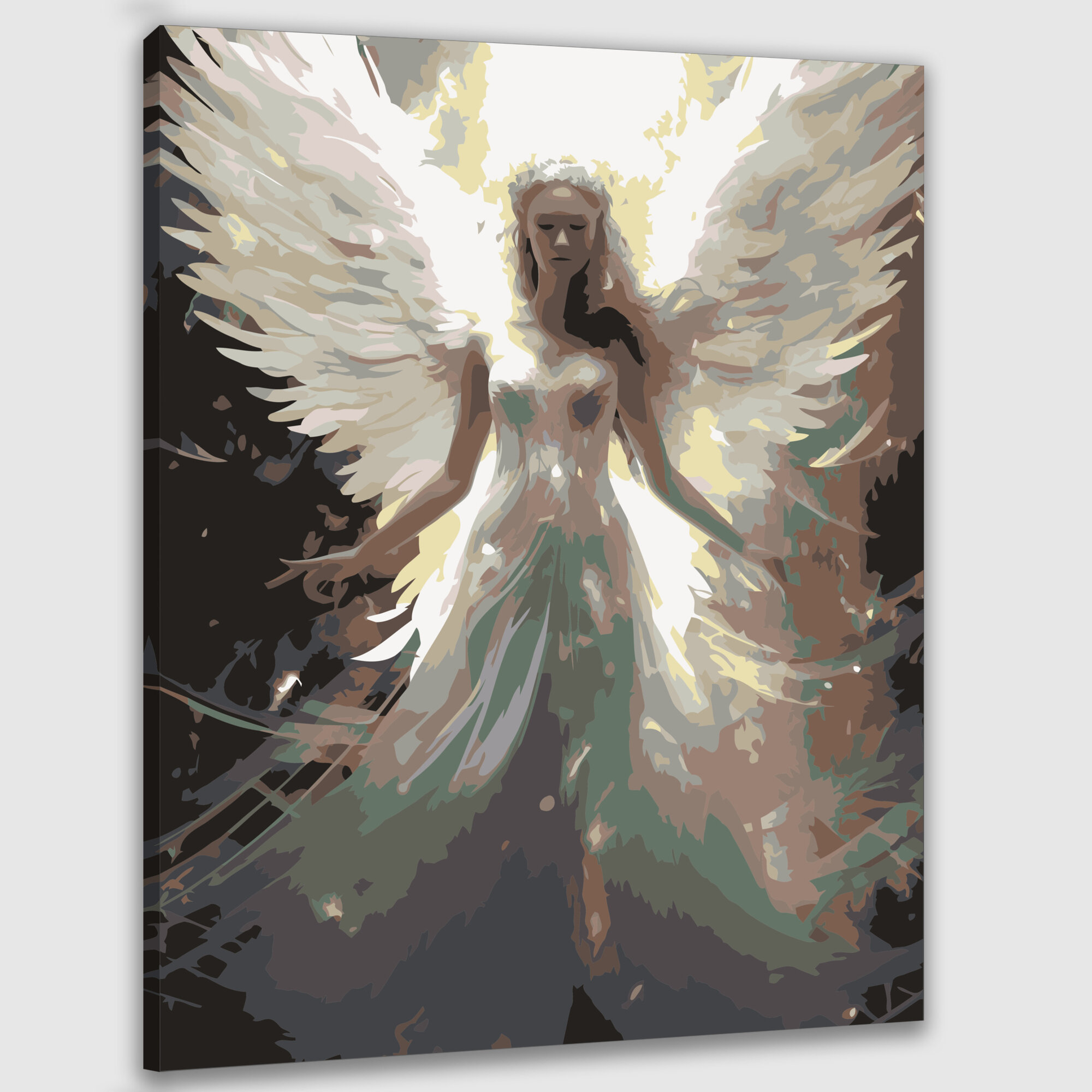 Картина по номерам 40x50 см, шедевр, цифровое искусство, небесное существо, крылья из перьев, реалистичный стиль