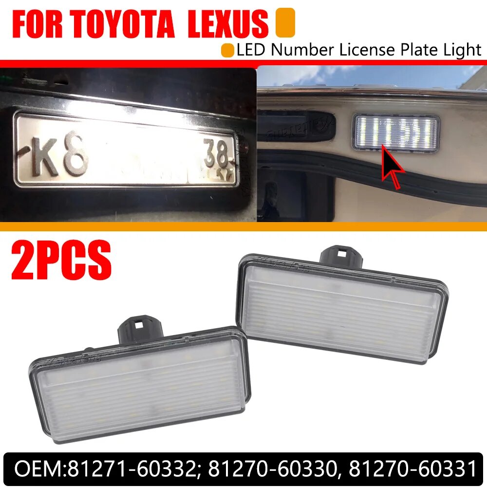 2 светодиодных фонаря номерного знака Canbus для Toyota Land Cruiser 100 200 Prado 120 Reiz 4D Mark X для Lexus LX470 570 GX470