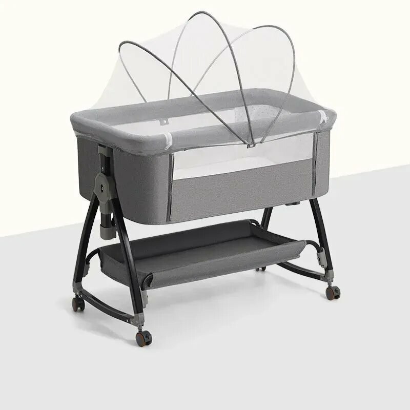 Колыбель "Beside", маятниковая, серая, 93 см х 50 см х 53 см