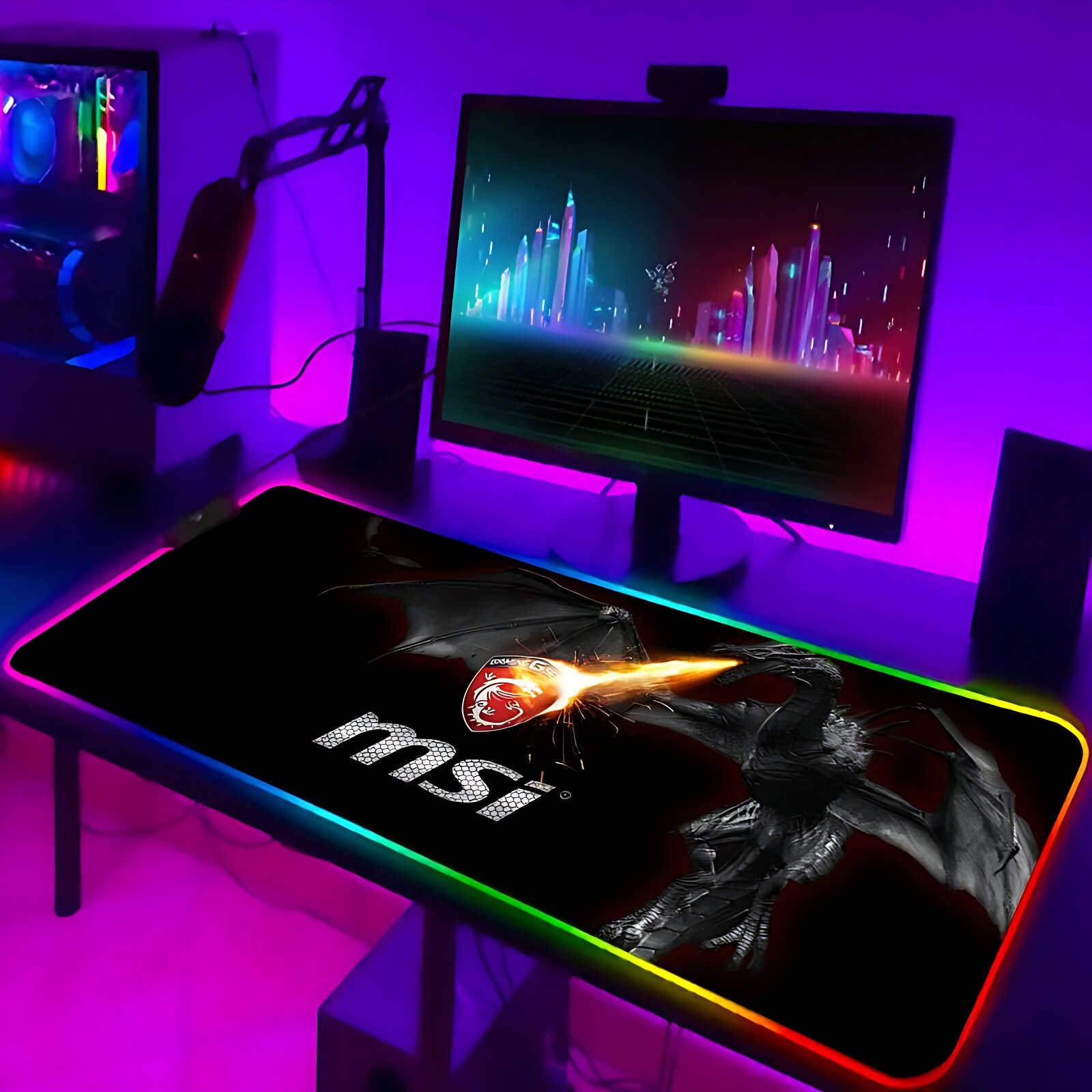 Игровой коврик для мыши "Speed + Control", с RGB-подсветкой, 40x90 см！