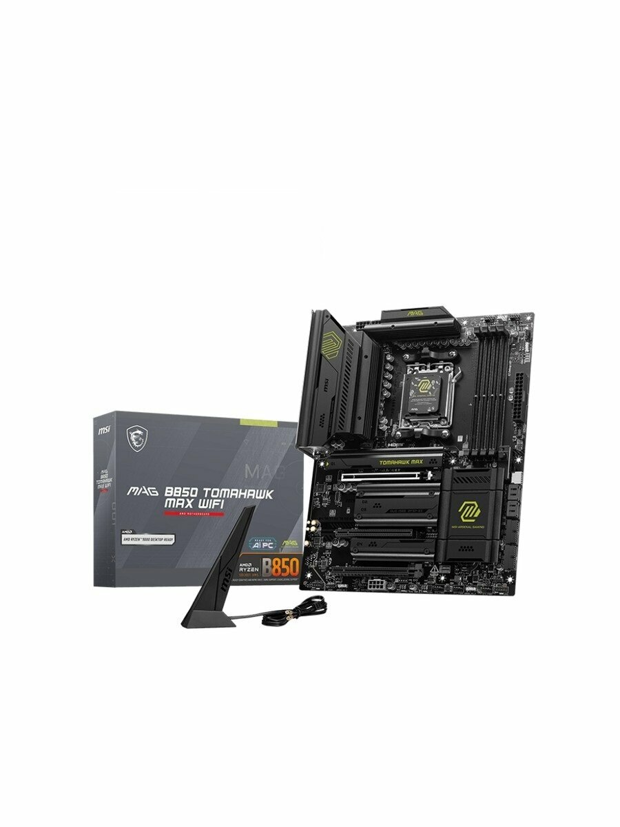 Материнская плата MSI MAG B850 TOMAHAWK MAX WIFI черный SocketAM5, AMD B850, ATX, Ret WiFi, Bluetooth, 5Gigabit