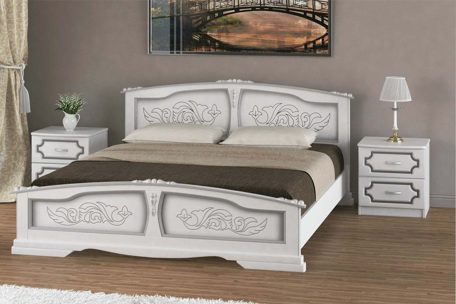 Елена Кровать Белый жемчуг 140х200