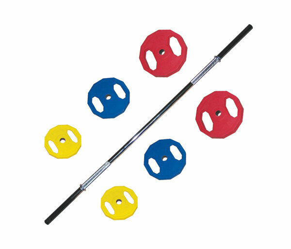 FOREMAN Штанга для аэробики FOREMAN Group Strength Set (гриф, 3 пары цветных обрезиненных блинов)