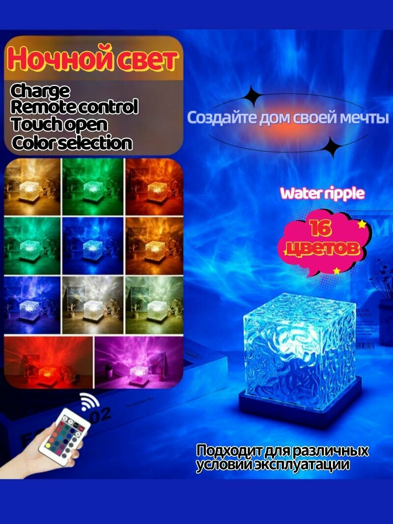 Ночник Светильник Настольный на пульте управления Water Patnern Light