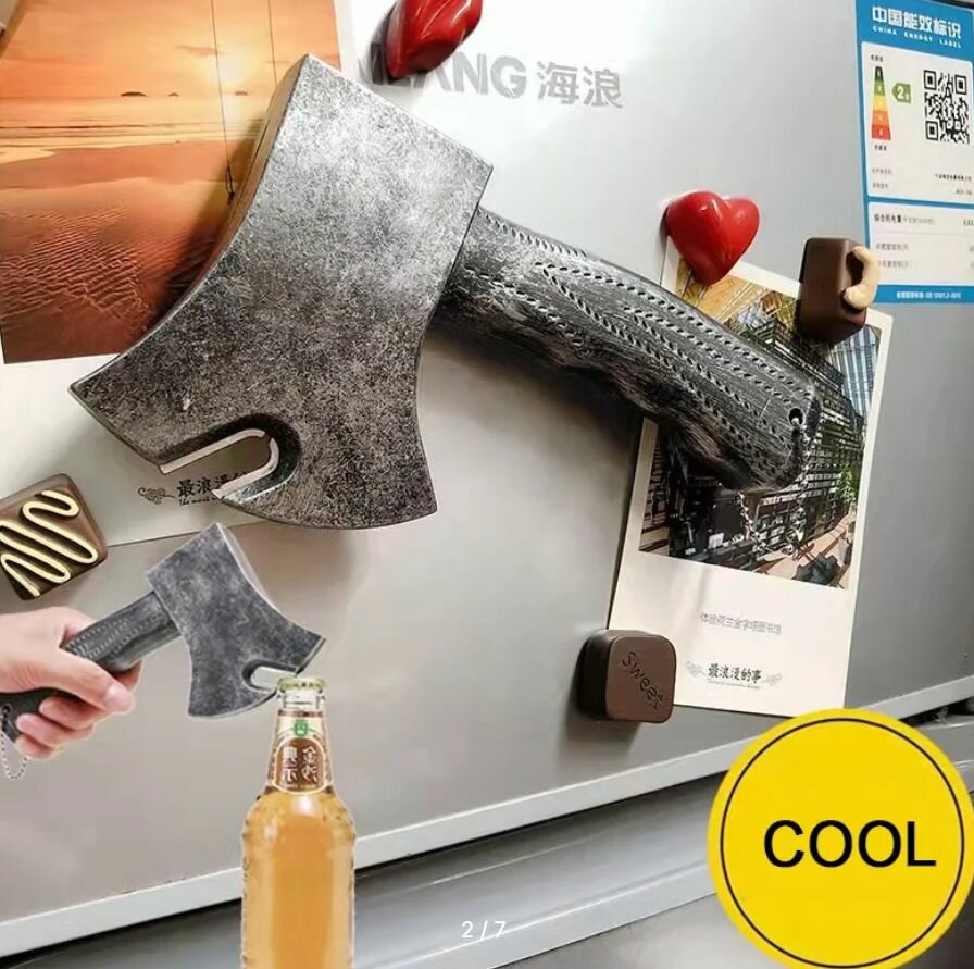 Креативная бутылочная открывалка, Топор с магнитом (Серебристый)