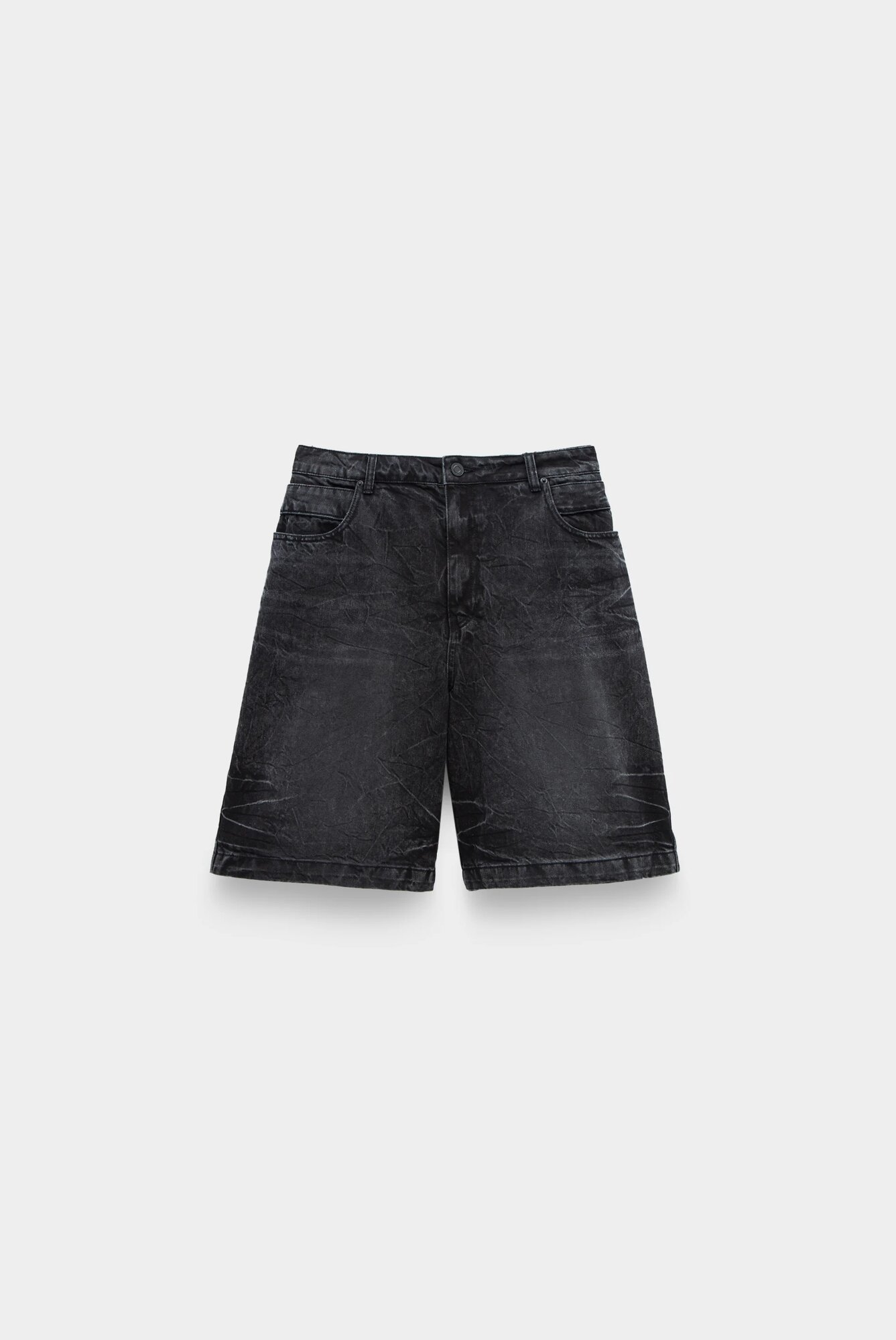 Бермуды washed denim double waist shorts