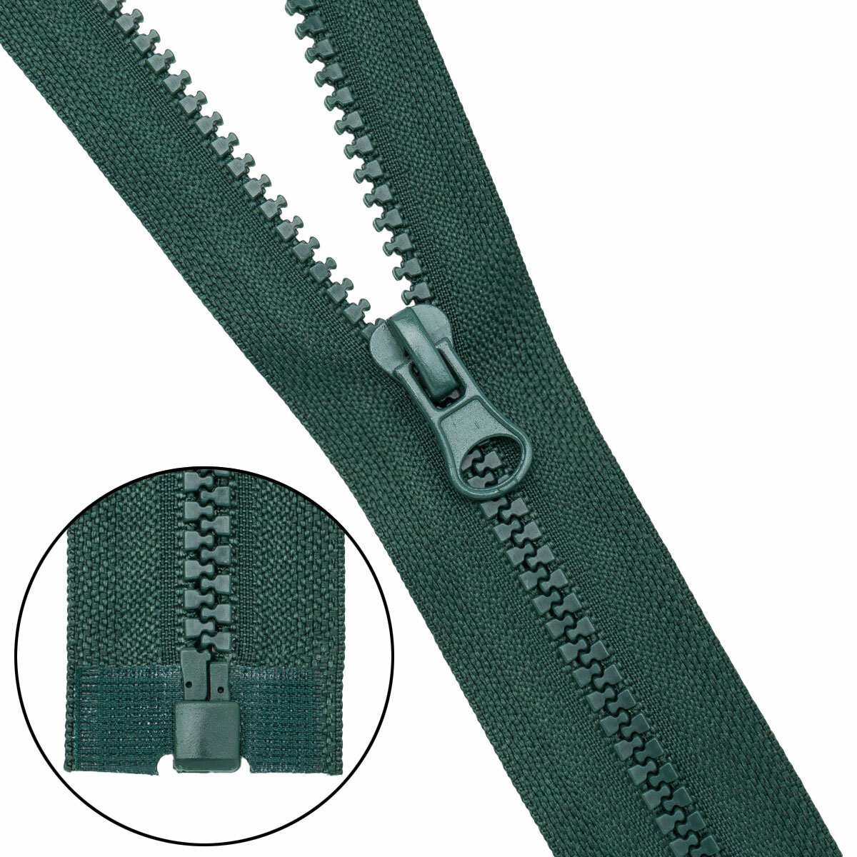 Молния разъемная тракторная т5 1 замок 80см (890 темно-зеленый), 10 шт