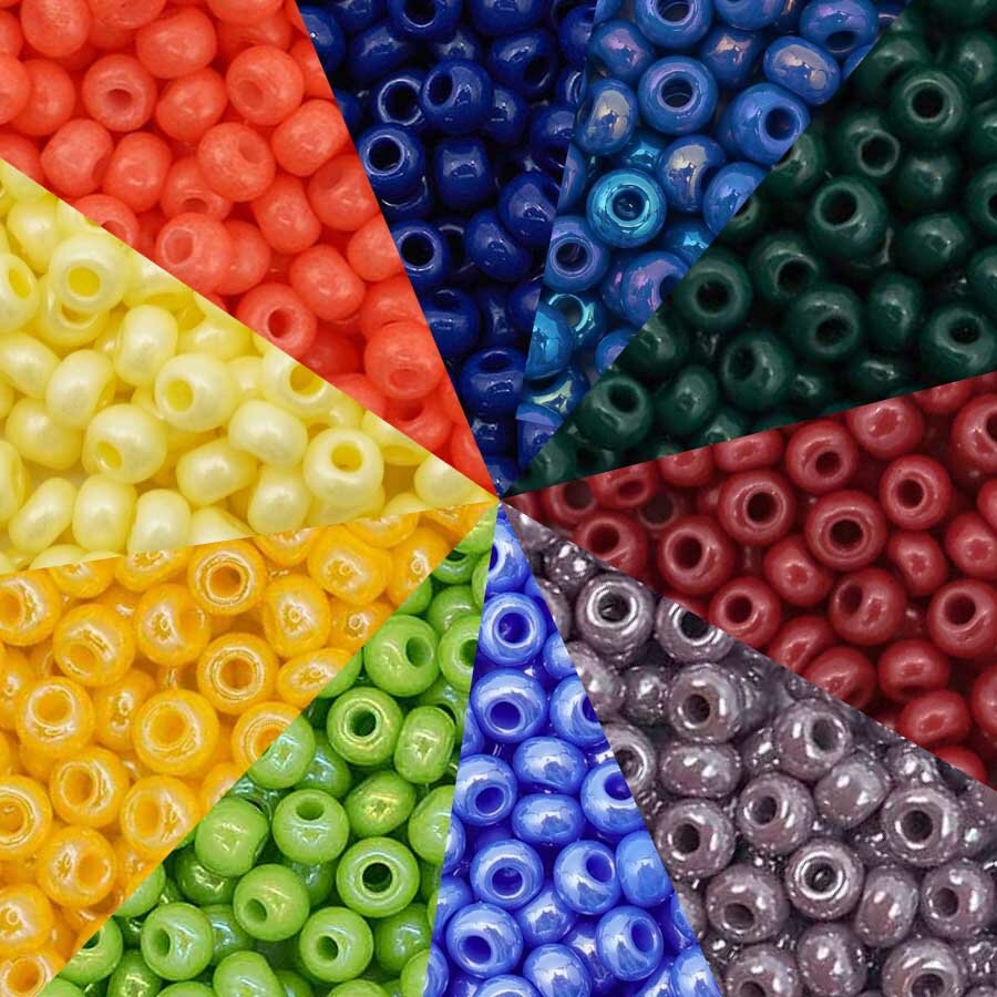 Бисер набор из 10 цветов по 5 г, чешский Preciosa 29, стеклянный, № 10/0, диаметр 2,3 мм