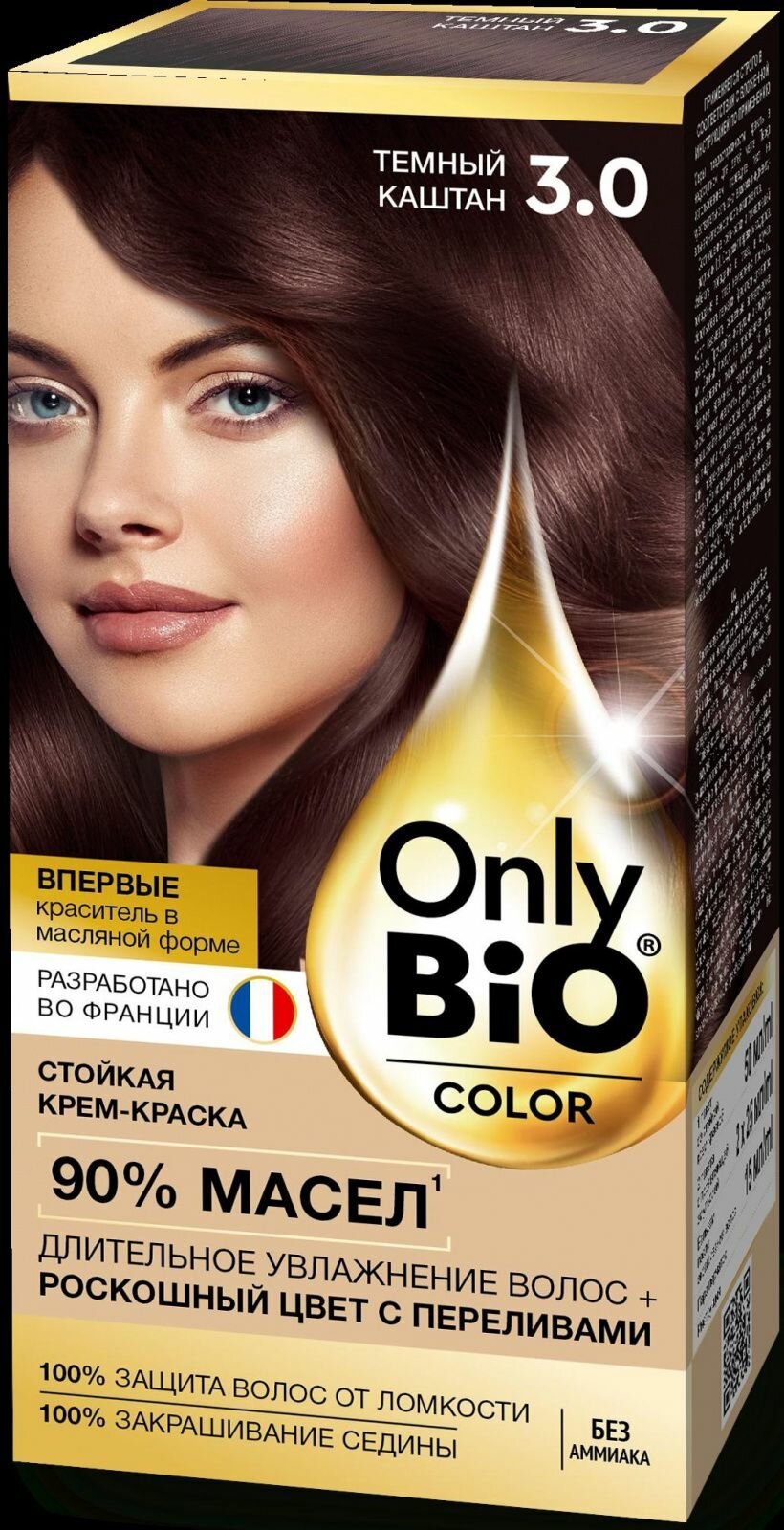 Крем-краска для волос Фитокосметик Only Bio Color, тон 3.0 Темный каштан, 115 мл