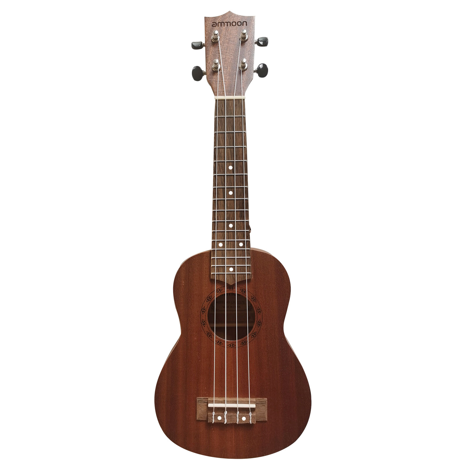 Ammoon 21 Inch Acoustic Soprano Ukulele Sapele Wood Open Style Tuning Peg Wood color для начинающих мальчиков девочек