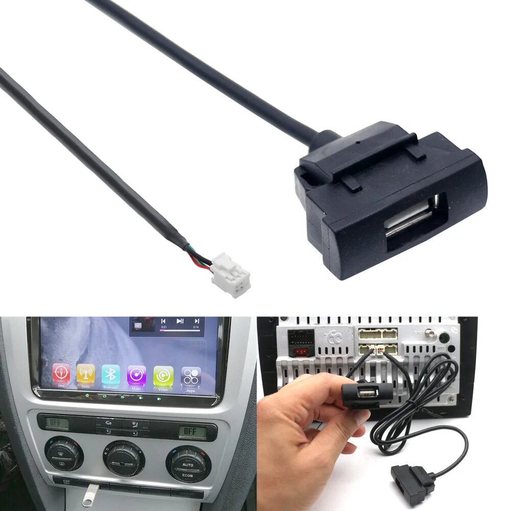 4 6-контактный разъем USB IP-BUS интерфейсный кабель-адаптер для Skoda Octavia RCD510 RNS315 слот кнопка головное устройство приборная панель заподлицо панель 6Pin SPH USB